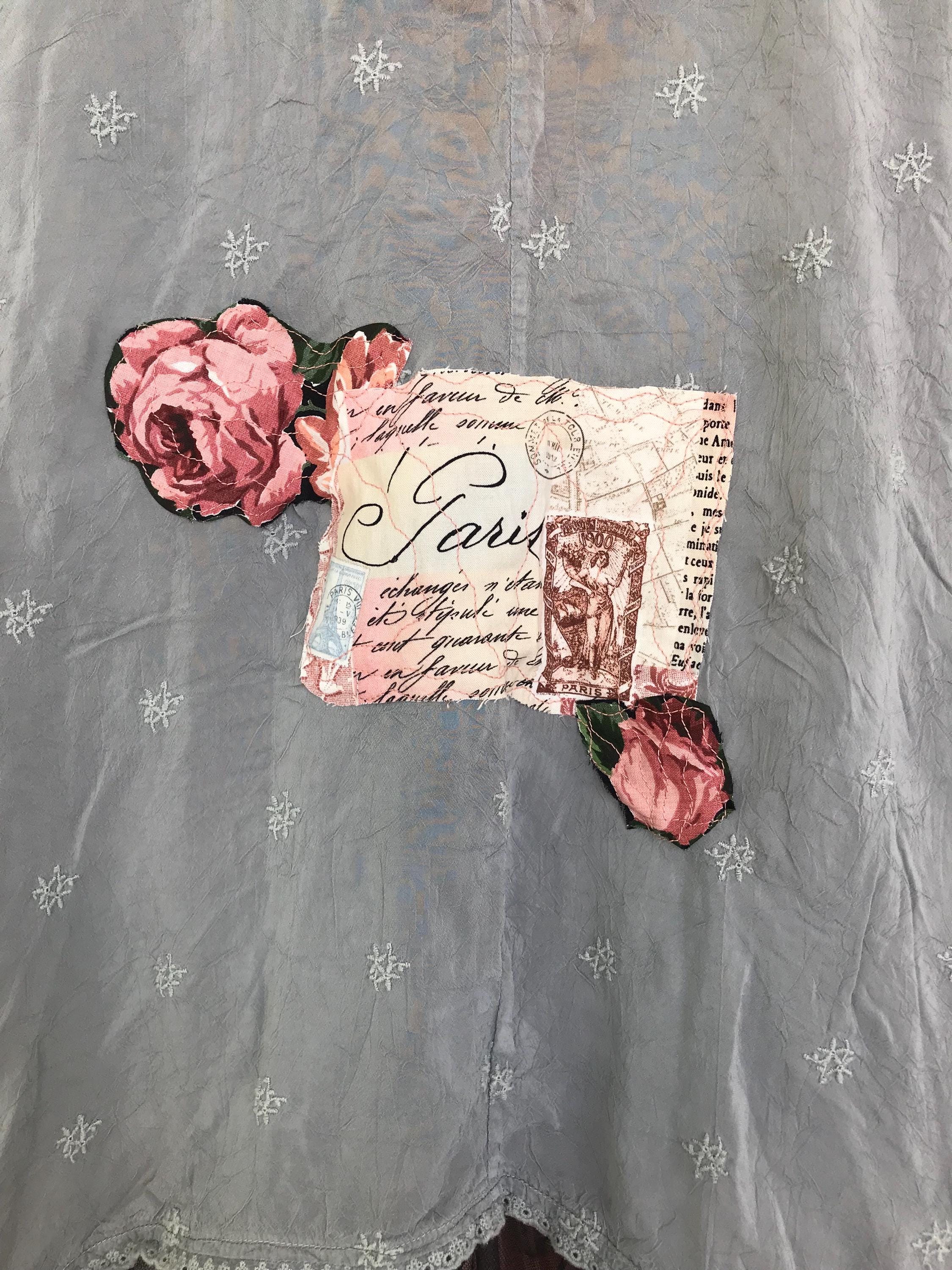 Art to Wear Paris Roses Tunic Vest Top: Reinvented Garment Rayon Size L ...