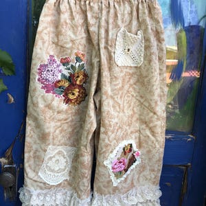 Artsy Art to Wear Womens Rose Applique Pantaloons Bloomers Unique OOAK ...