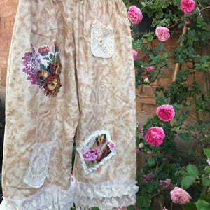Artsy Art to Wear Womens Rose Applique Pantaloons Bloomers Unique OOAK ...