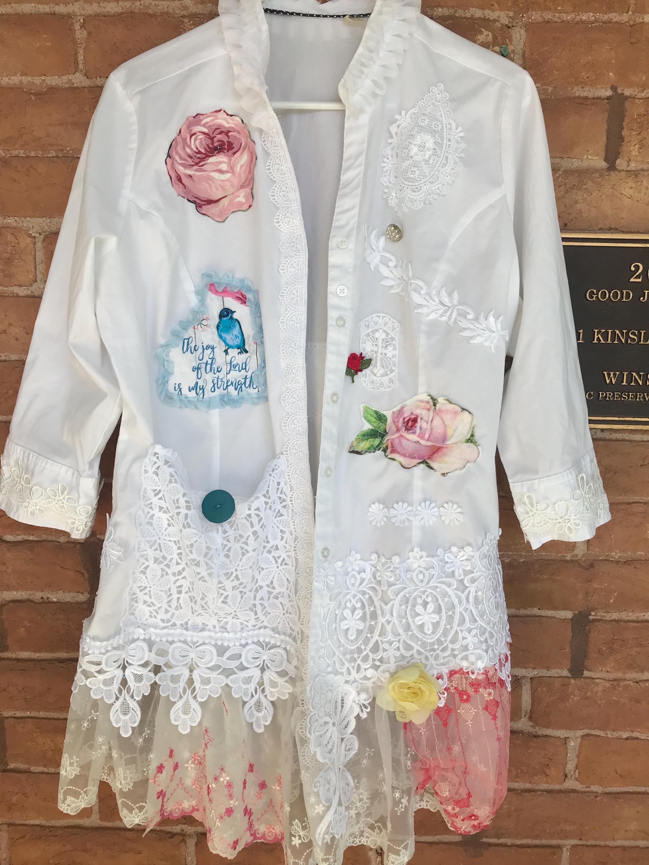 Art to Wear Jacket: Embellished Lace Roses Cross Appliqués, Roses ...