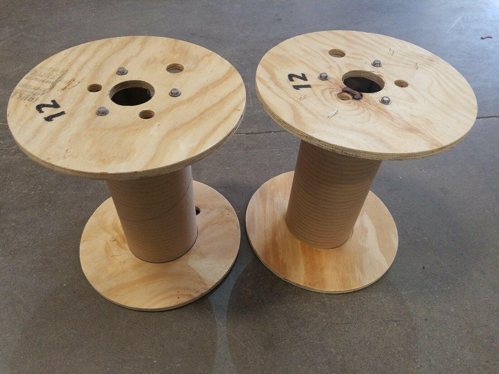 Lot of 2 - 11 1/2 X 13" Wood Cable Reel Wooden Wire Spool Holds 500 ...