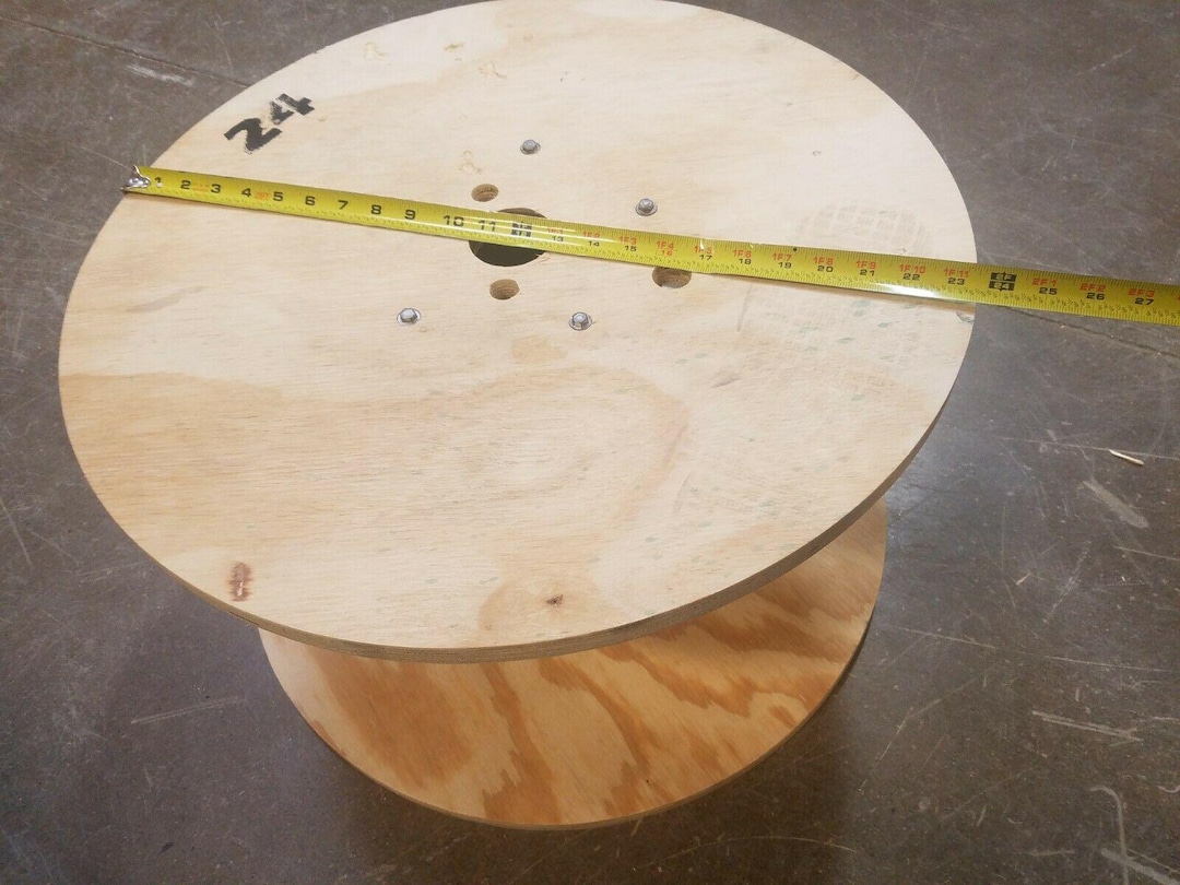 24" X 13 1/2 Inch Wood Cable Reel Wooden Wire Spool Outdoor Table DIY ...