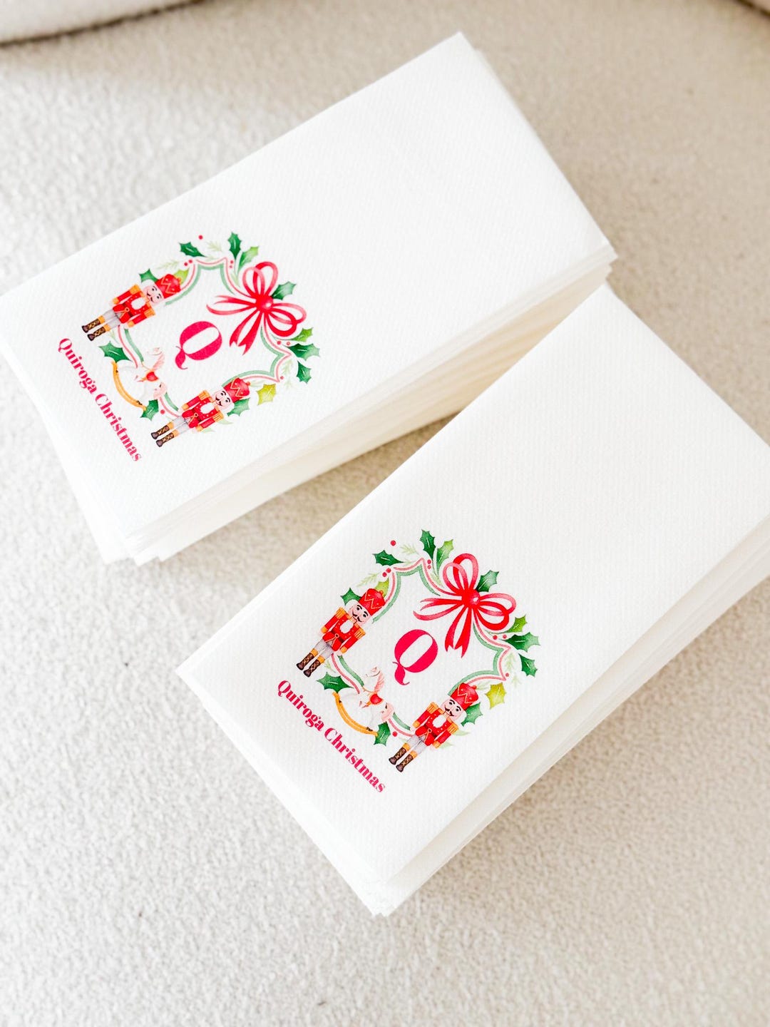 Nutcracker Christmas Guest Towels, Personalized Linen Feel Holiday Hand ...
