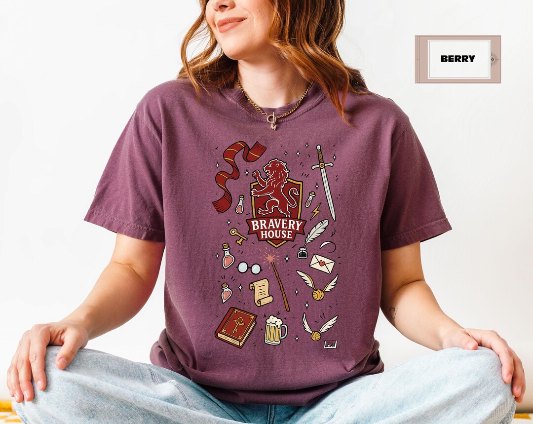 Bravery House Doodle Shirt, Comfort Colors Lion Wizard Tee - Etsy