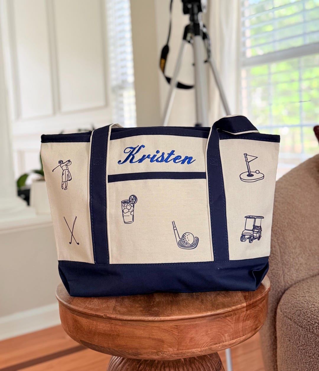 Personalized Golf Tote Bag, Custom Embroidered Canvas Bag With Name ...