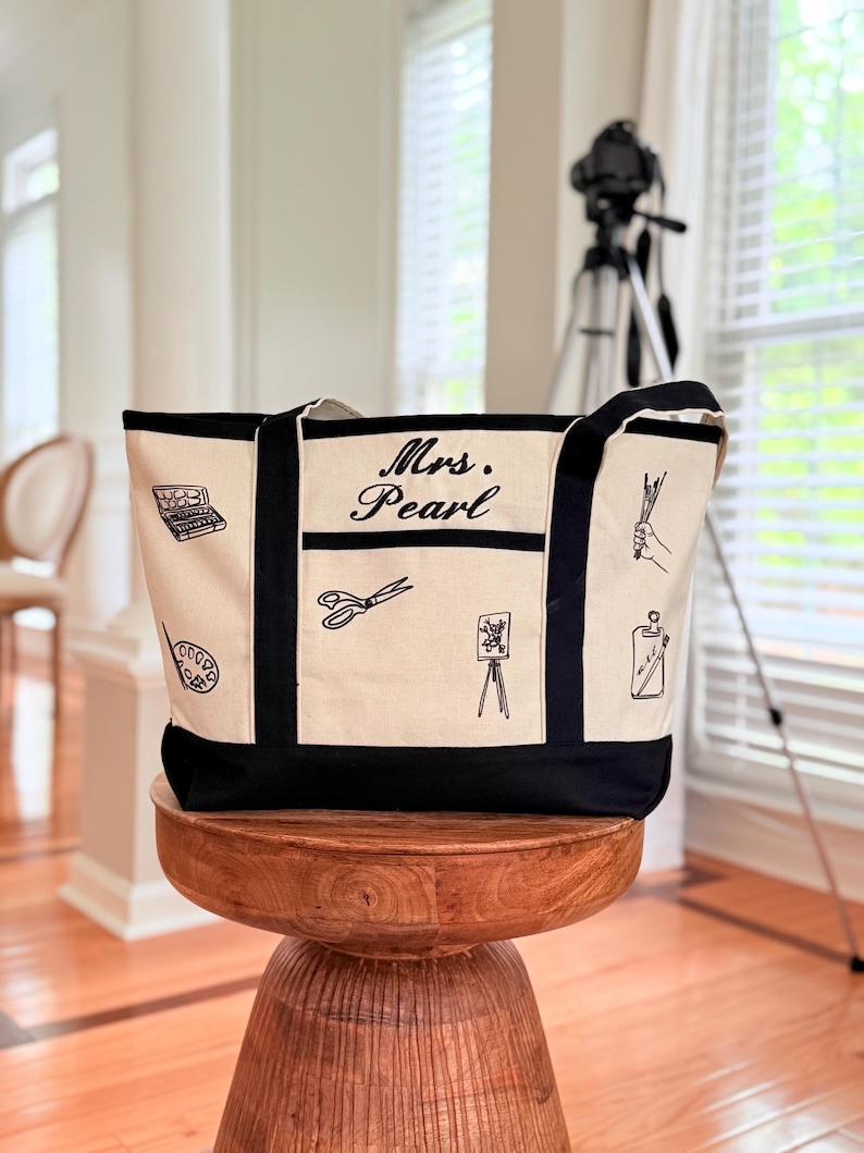 Personalized Artist Tote Bag, Custom Name Canvas Tote, Art Teacher Gift ...