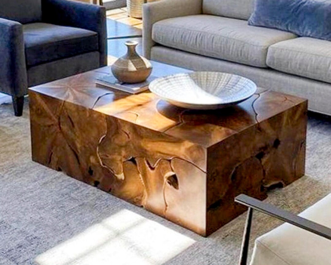 Reclaimed Rectangle Coffee Table Made From Teak Root- Ottoman Table - Etsy
