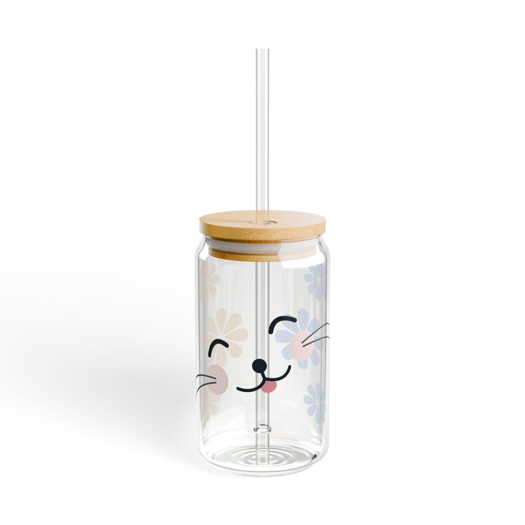 Cute Cat Sipper Glass, 16oz | Adorable Pet-themed Drinkware for Cat ...