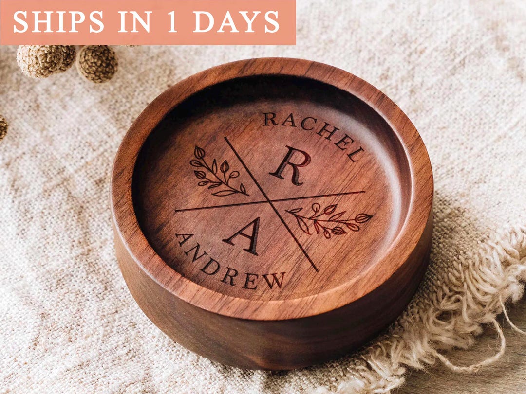 Personalized Wooden Ring Dish – Custom Engraved Ring Holder, Wedding ...