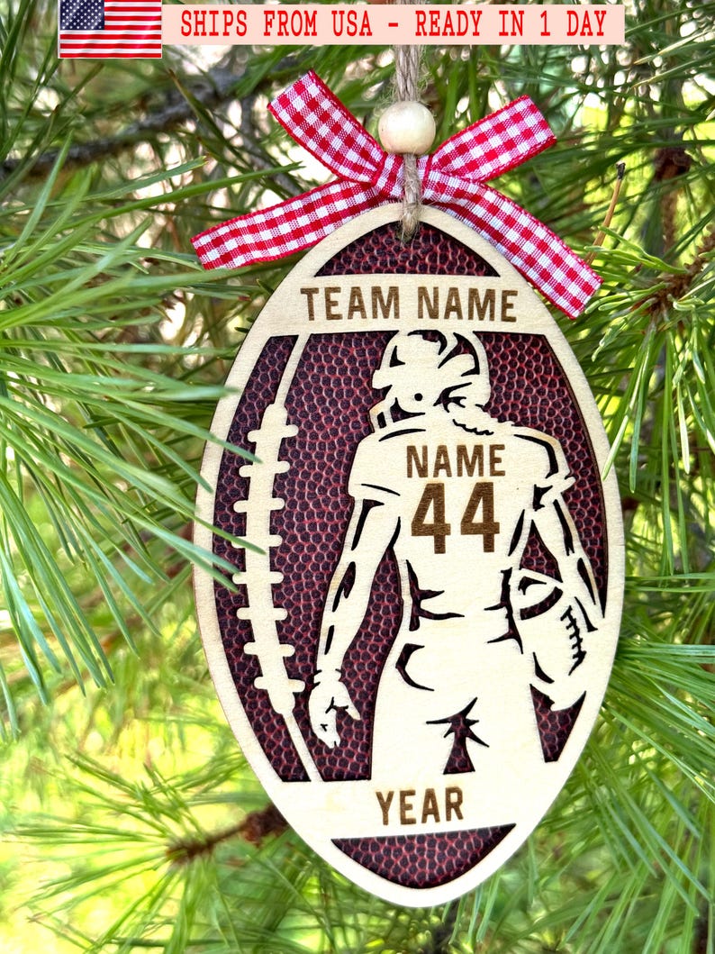 Personalized Football Ornament – Engraved Wood, Custom Team Gift - Etsy