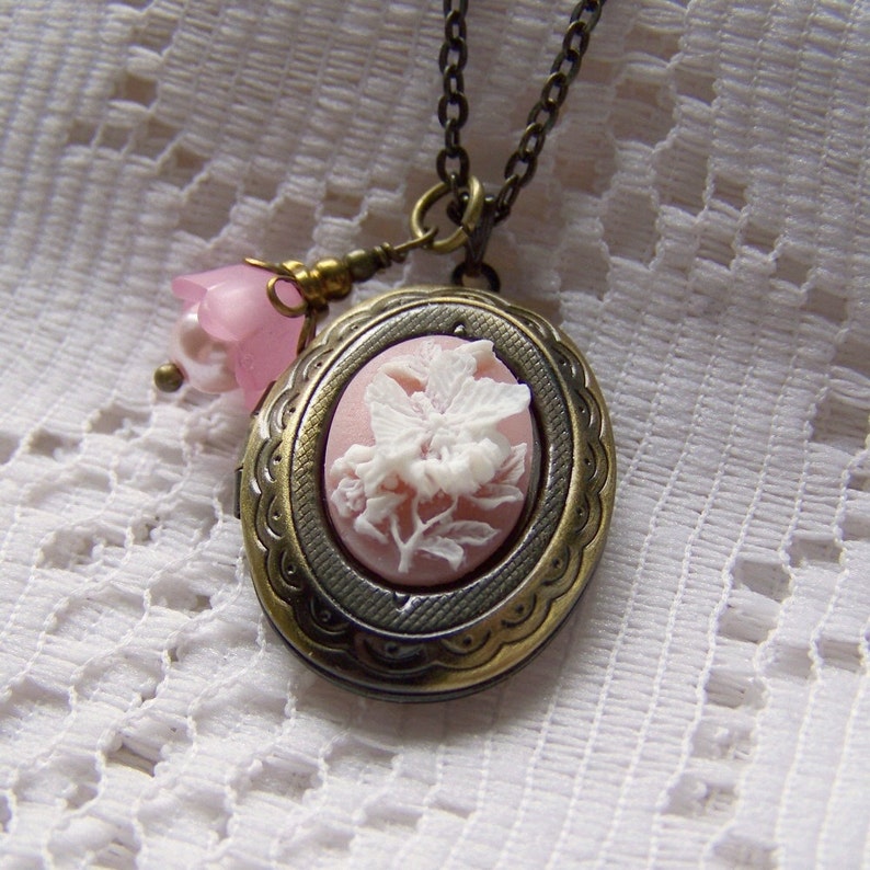 Butterfly Cameo Locket Pink Neo Victorian Jewelry | Etsy