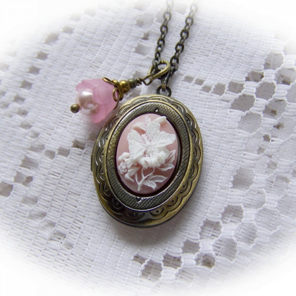 Butterfly Cameo Locket Pink Neo Victorian Jewelry | Etsy