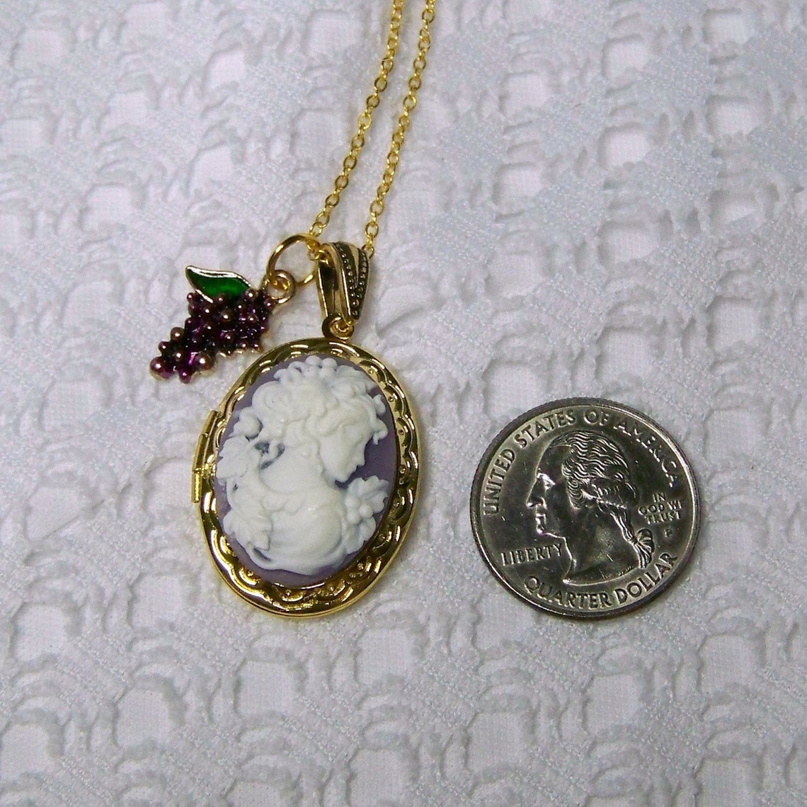 Greek Goddess Cameo Locket Necklace Goddess of Wine Grape | Etsy
