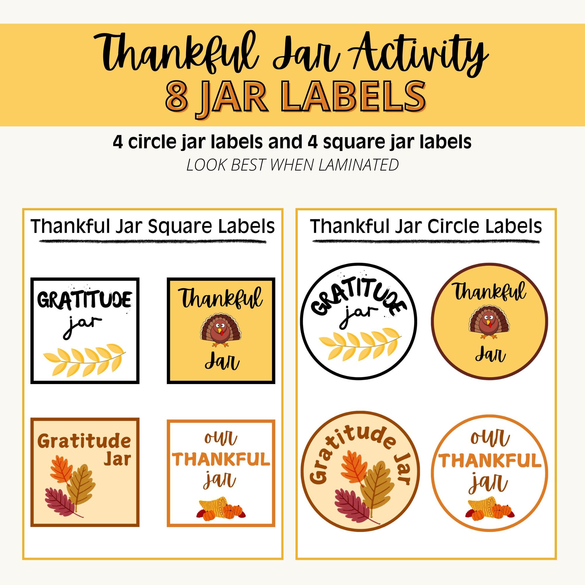 Thankful Jar Activity Printables - Etsy