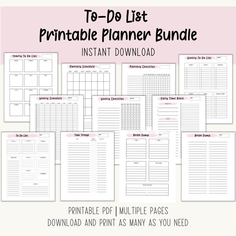 To Do List Printable Planner Bundle - Etsy