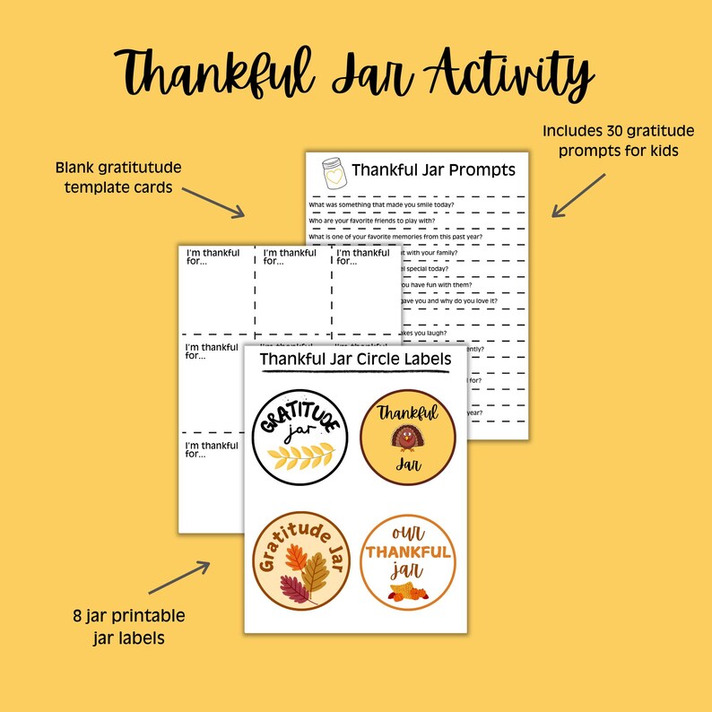 Thankful Jar Activity Printables - Etsy