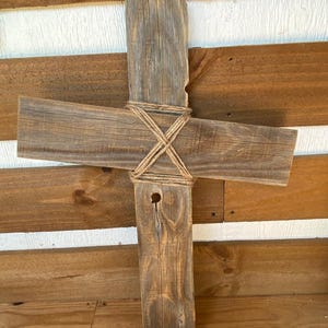 Rustic Wooden Cross With Twine Made With Reclaimed Wood, Rustic Cross ...