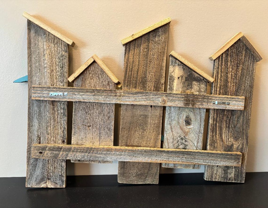 Rustic Birdhouse Wall Hanging With Blue Birds Made Out of Reclaimed ...