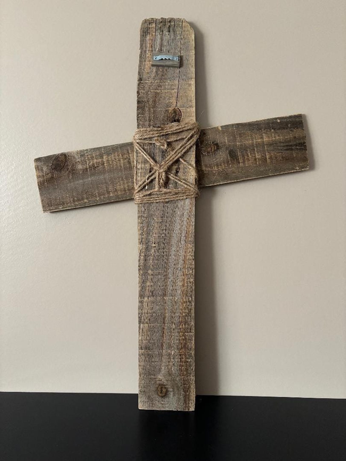 Rustic Wooden Cross With Twine Made With Reclaimed Wood, Rustic Cross ...