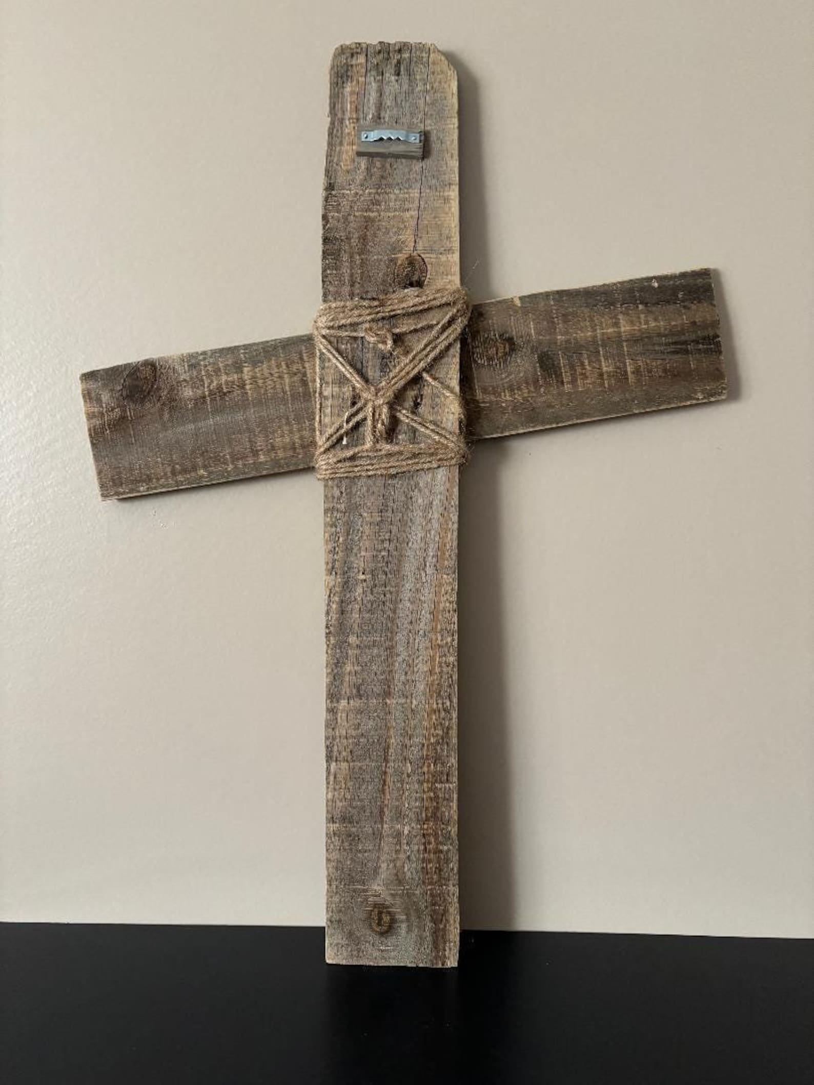 Rustic Wooden Cross With Twine Made With Reclaimed Wood, Rustic Cross ...
