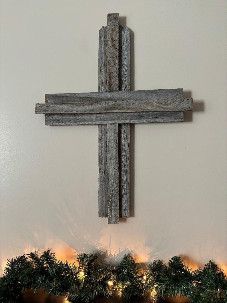 Primitive Wooden Cross Wall Art Made From Reclaimed Wood, Rustic Cross ...