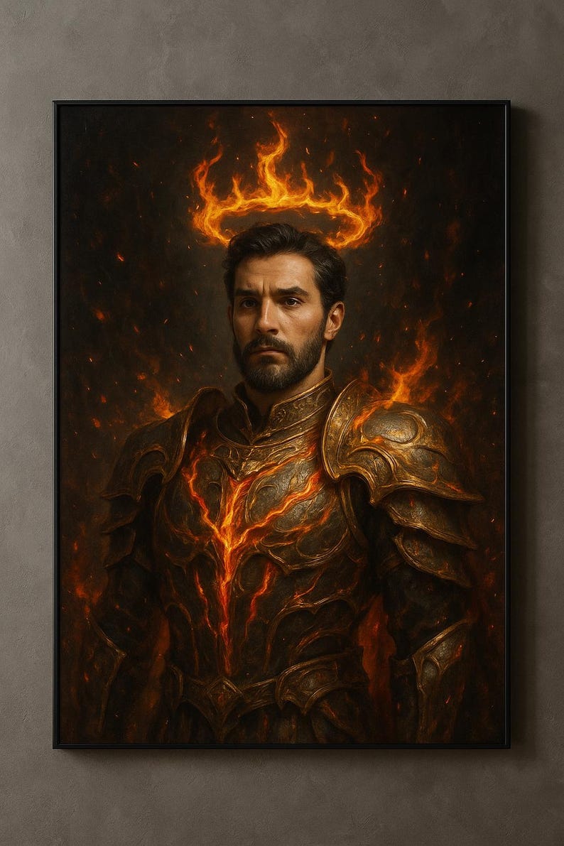 Custom Fire Guardian Portrait for Men – Fantasy Photo Edit With Lava ...