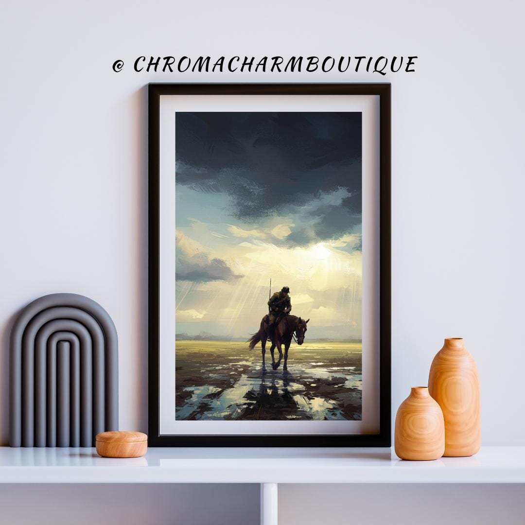 Dramatic Soldier Artwork Print - Stormy Battlefield War Scene ...