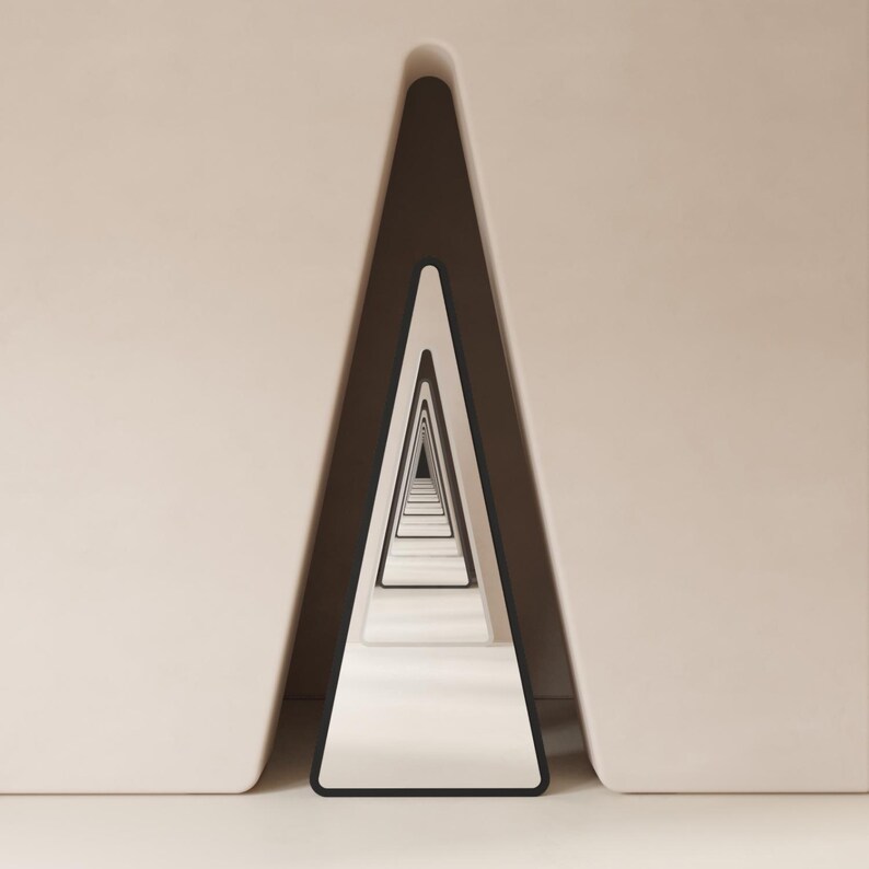 Triangle Mirror, Wall Irregular Mirror, Full Length Wood Mirror, Soft ...