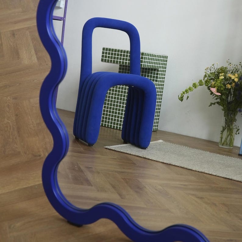 Hvyli With Leg Wavy Free Standing Mirror, Curvy Large Mirror, Funky ...