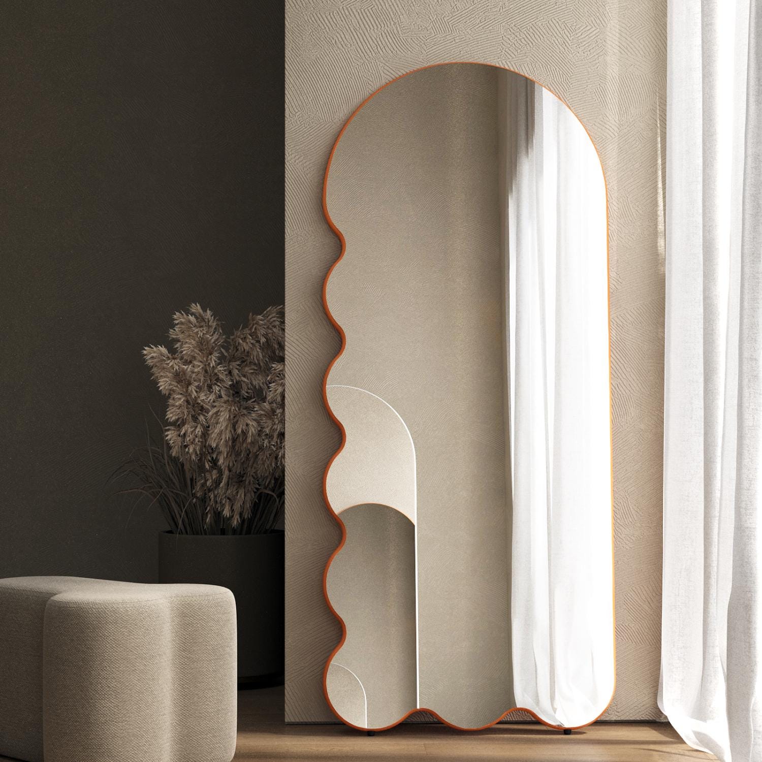 Large Wavy Mirror, Full Length Mirror, Wavy Floor Mirror, Funky Mirror ...