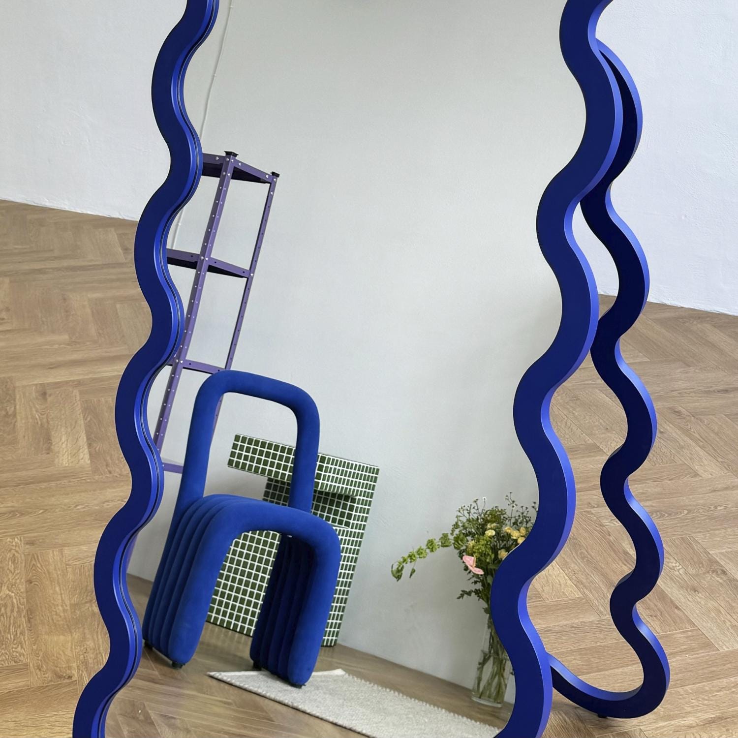 Hvyli With Leg Wavy Free Standing Mirror, Curvy Large Mirror, Funky ...