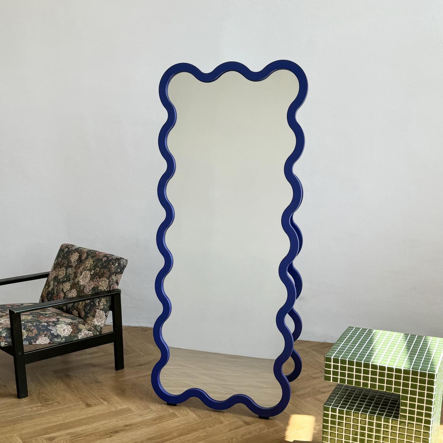 Hvyli With Leg Wavy Free Standing Mirror, Curvy Large Mirror, Funky ...