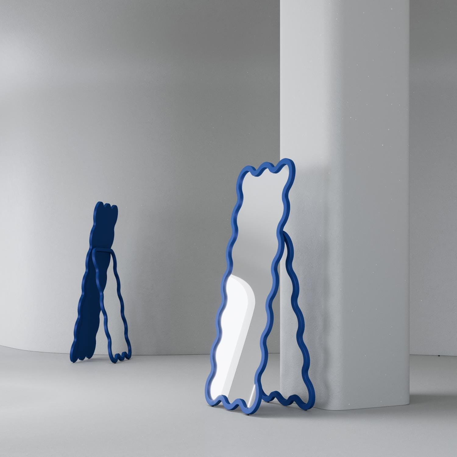 Hvyli With Leg Wavy Free Standing Mirror, Curvy Large Mirror, Funky ...