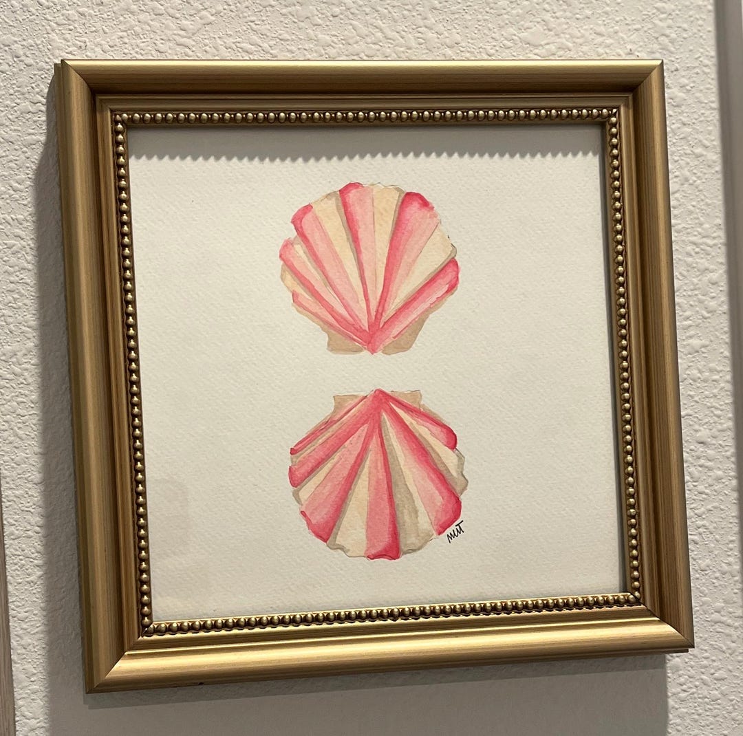 Pink Scallop Shells, Not a Print, Watercolor Artwork – Original Coastal ...