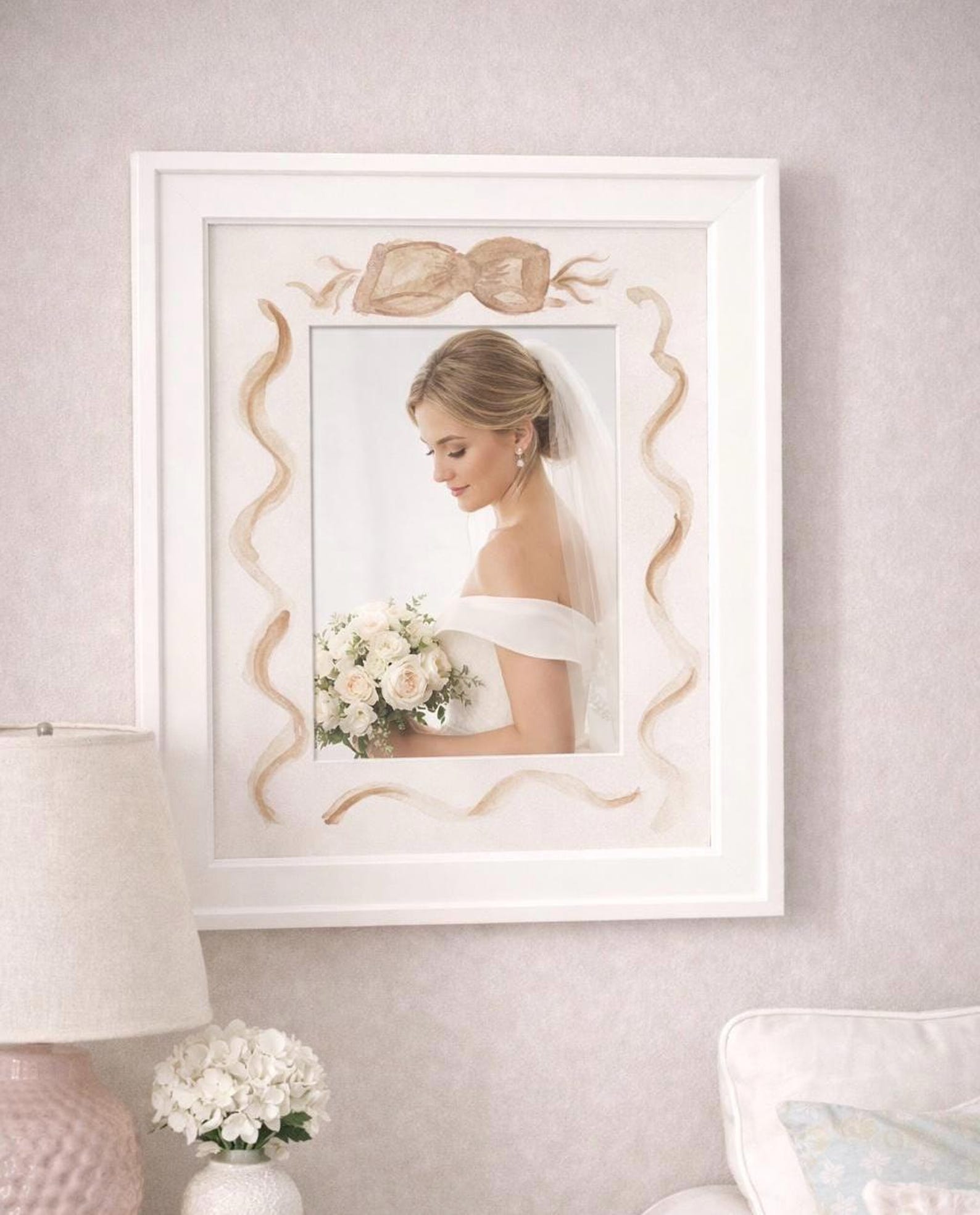 Custom Hand Painted Photo Mat 8x10, Bow Picture Frame Matting, Baby ...