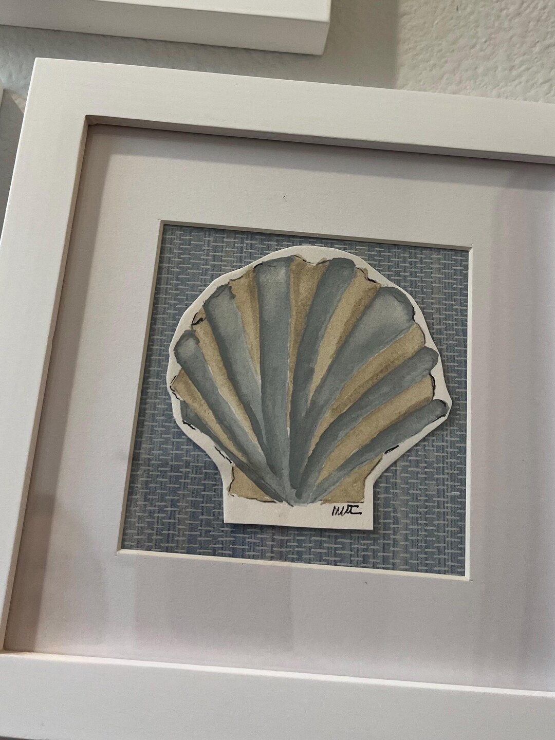 ORIGINAL Scallop Shell, 6x6 With 4x4 Art Opening, Hand Painted Shell on ...