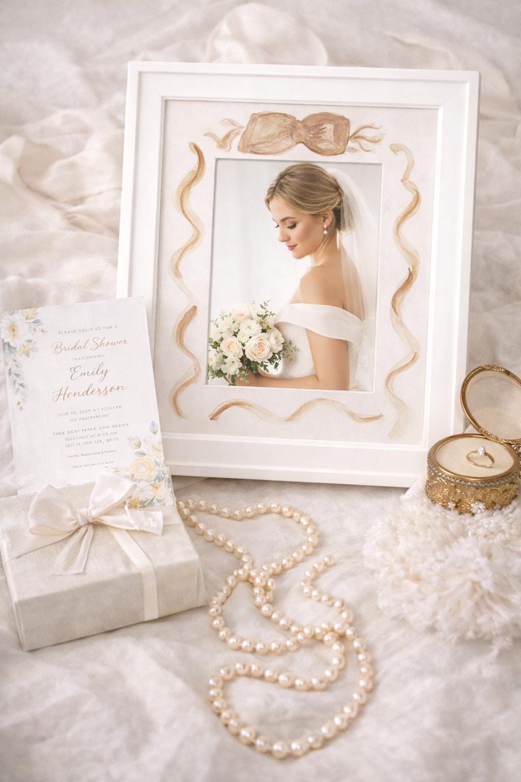 Custom Hand Painted Photo Mat 8x10, Bow Picture Frame Matting, Baby ...