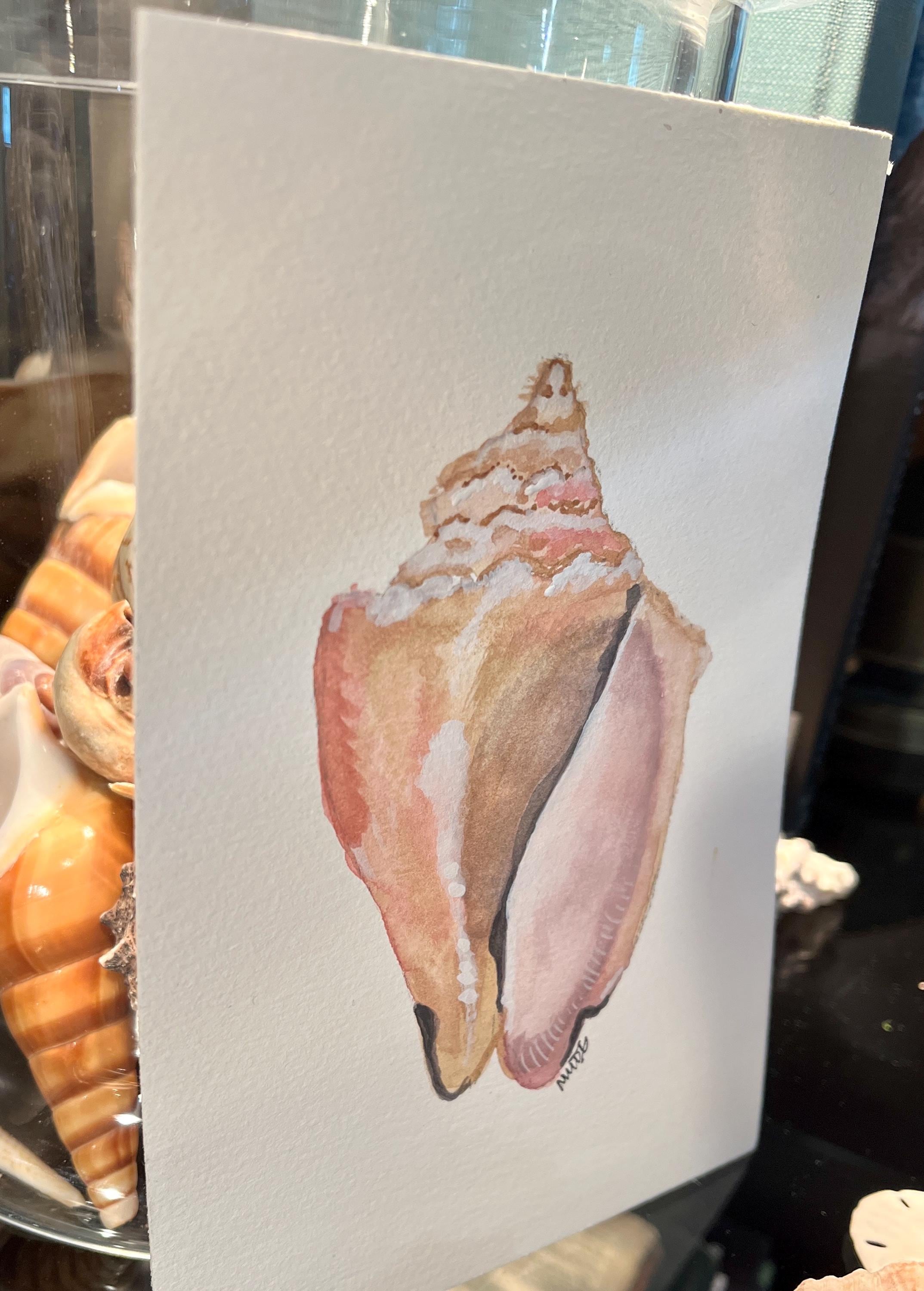 Conch Shell Hand Painted Watercolor - Original Ocean Marine Art ...