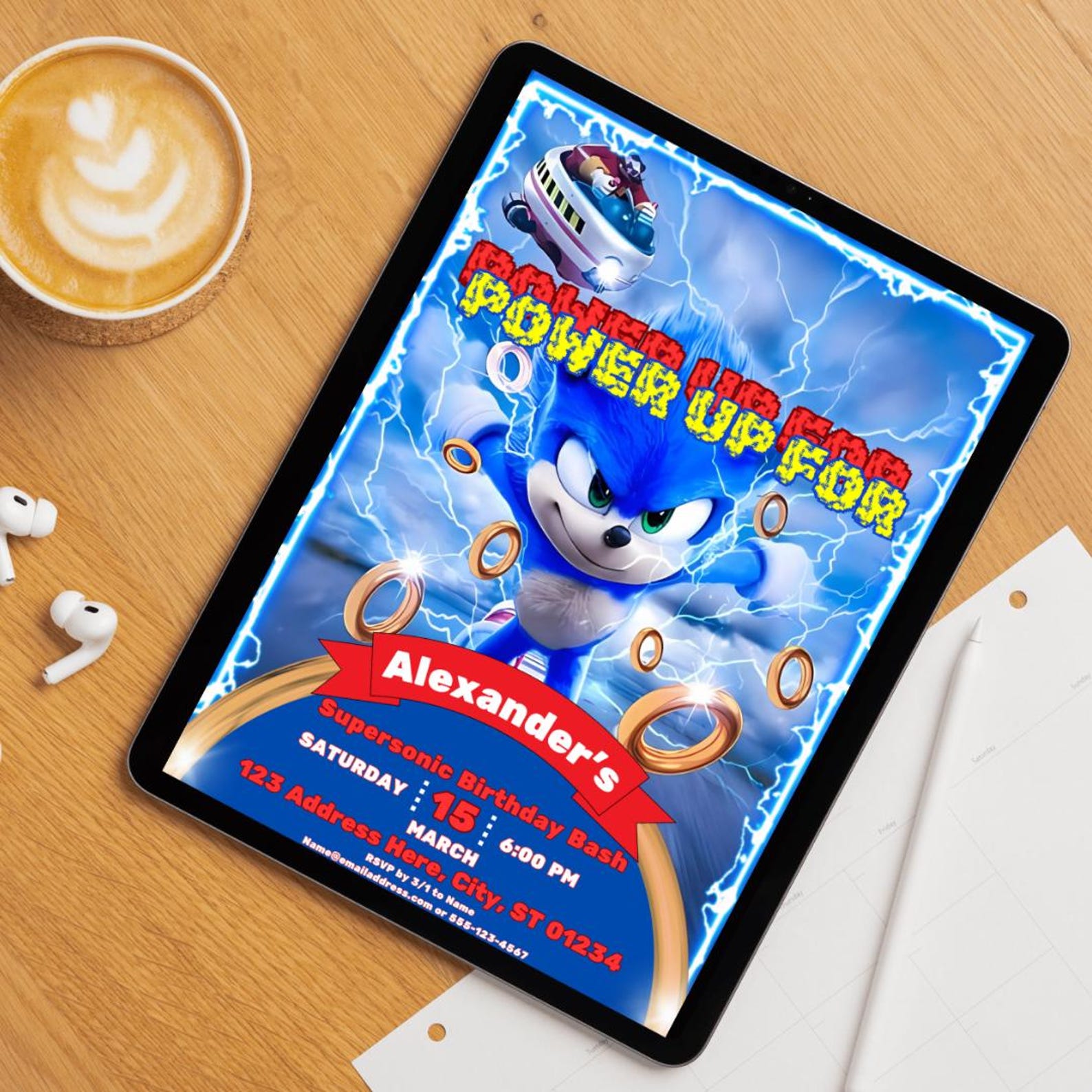 Sonic Birthday Bash Invitation Template | Thrilling Supersonic Theme ...