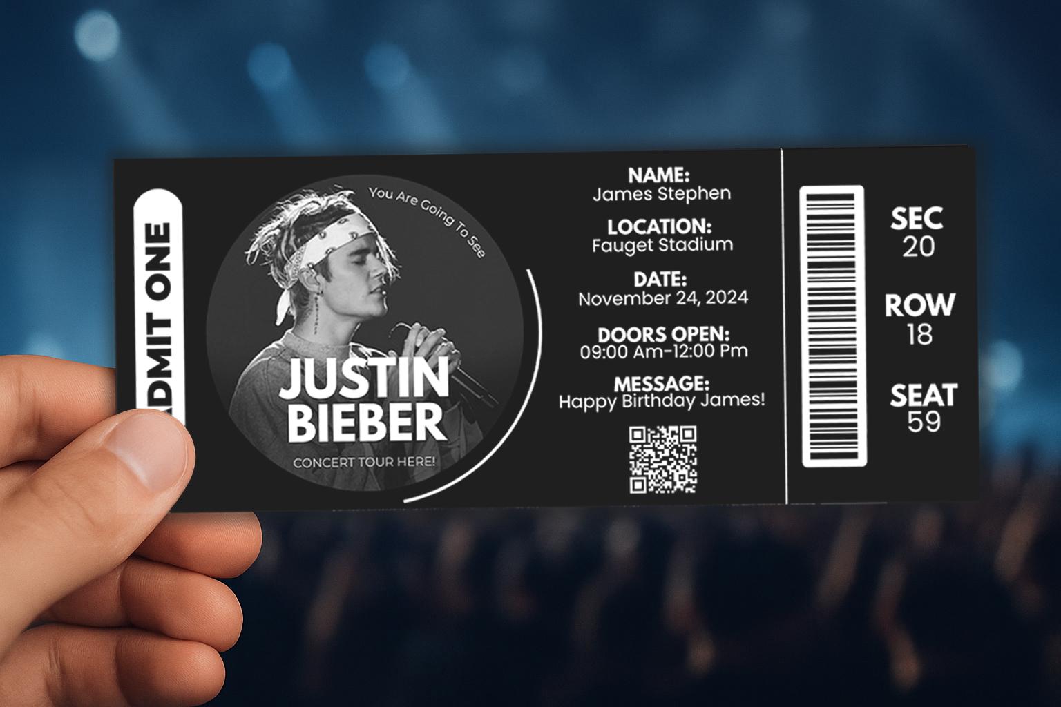 Editable Concert Ticket Template: DIY Printable Event Pass (digital ...