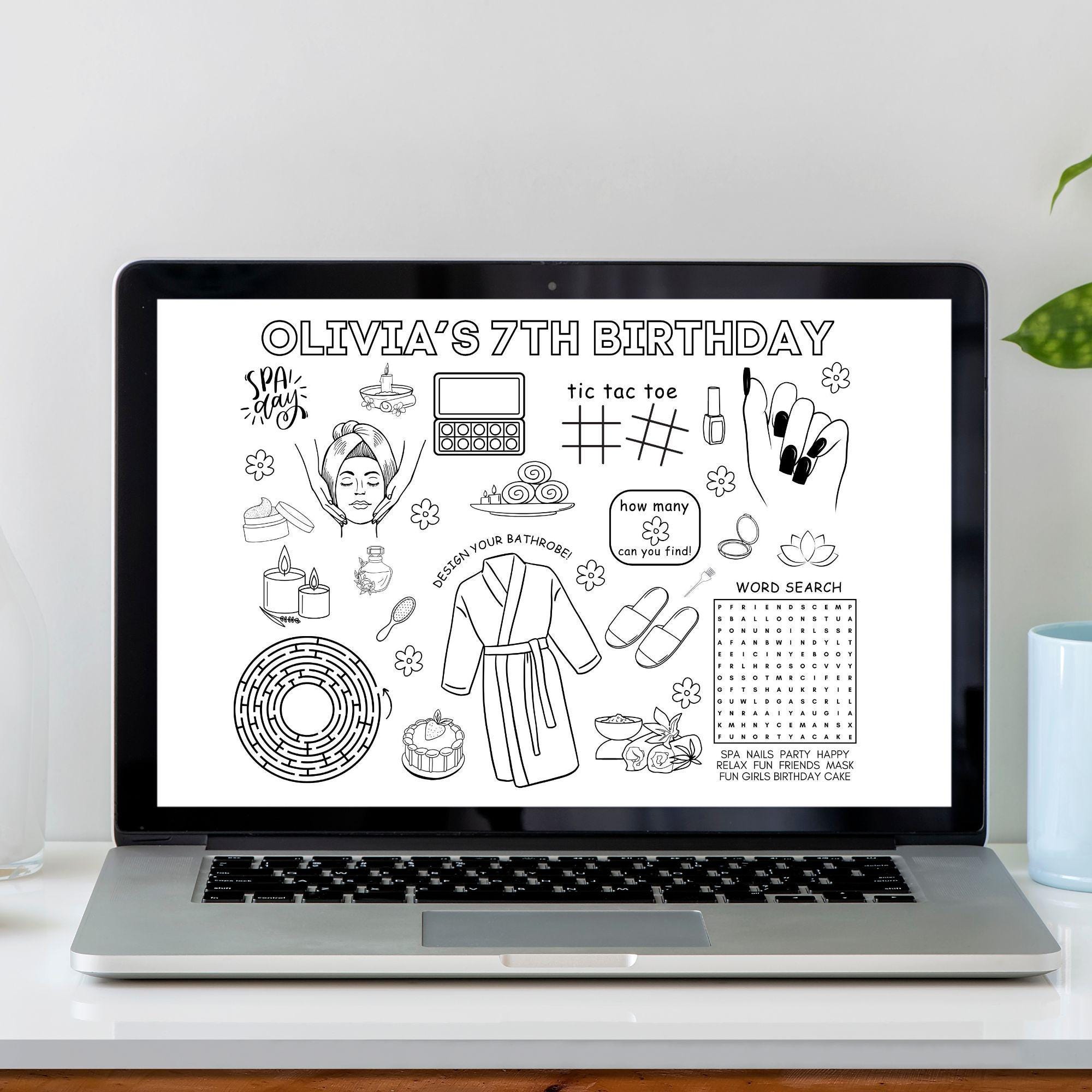 Spa Party Activity Sheet | Pamper Birthday Party Favor | Girls Birthday ...