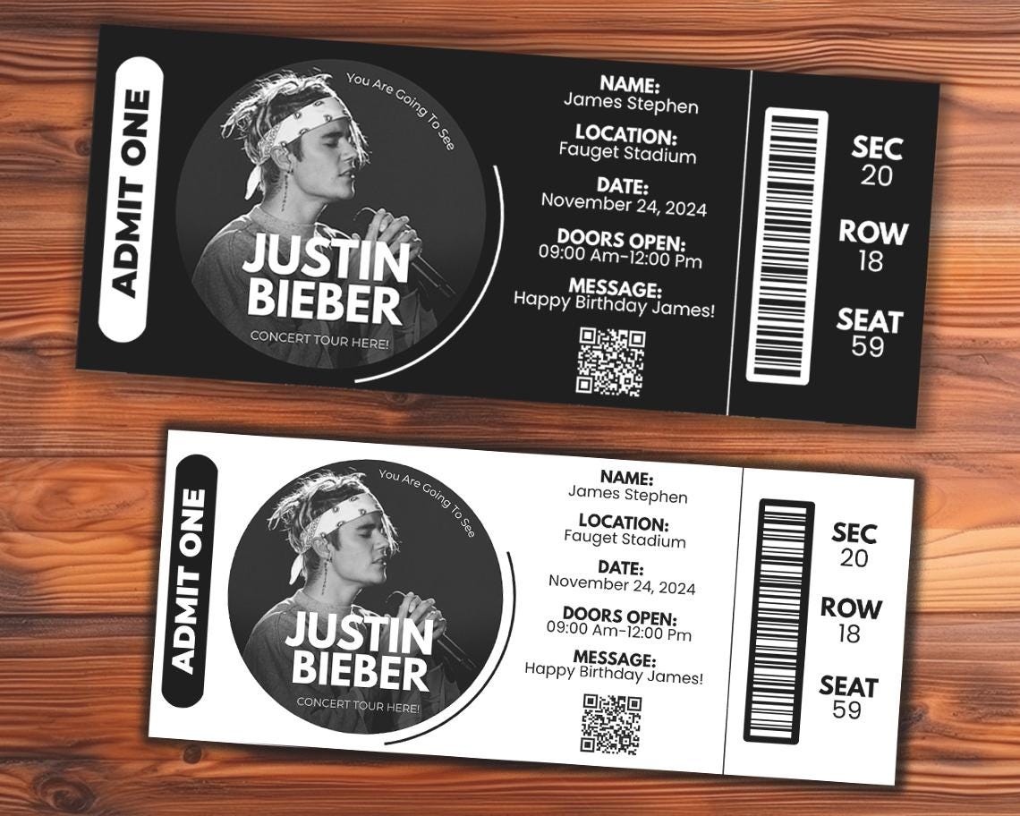 Editable Concert Ticket Template: DIY Printable Event Pass (digital ...