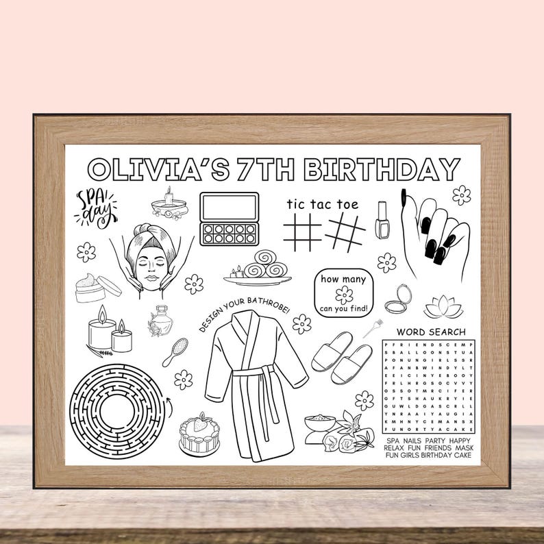 Spa Party Activity Sheet | Pamper Birthday Party Favor | Girls Birthday ...