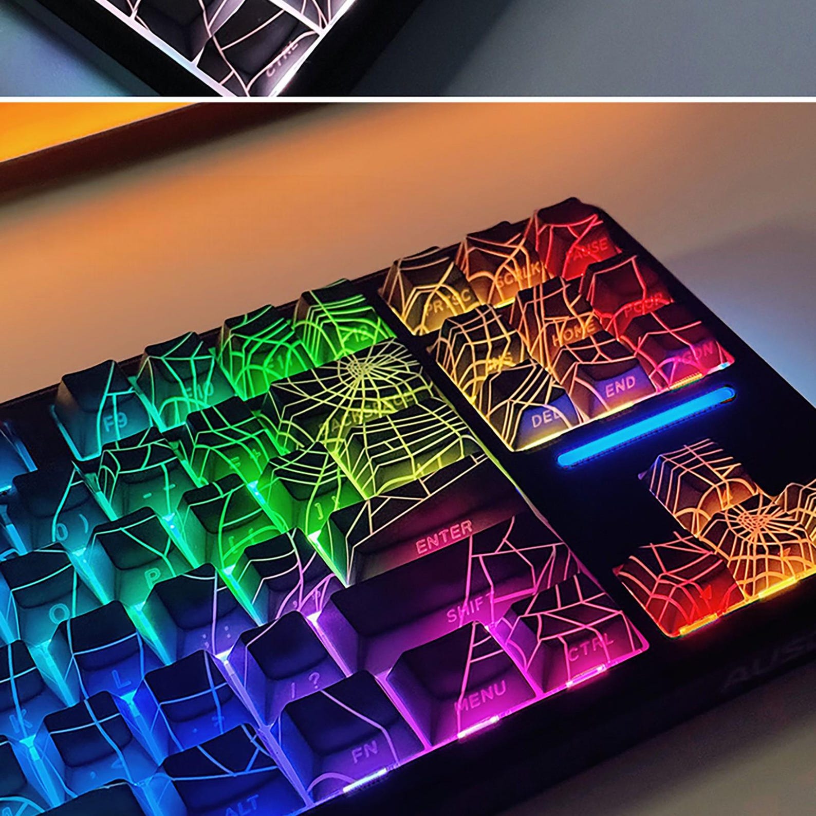 Spider Web Keycap | 130 Keys | Keycap Set | PBT | Keycaps Shine-through ...