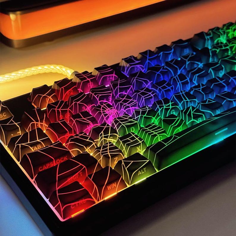 Spider Web Keycap | 130 Keys | Keycap Set | PBT | Keycaps Shine-through ...