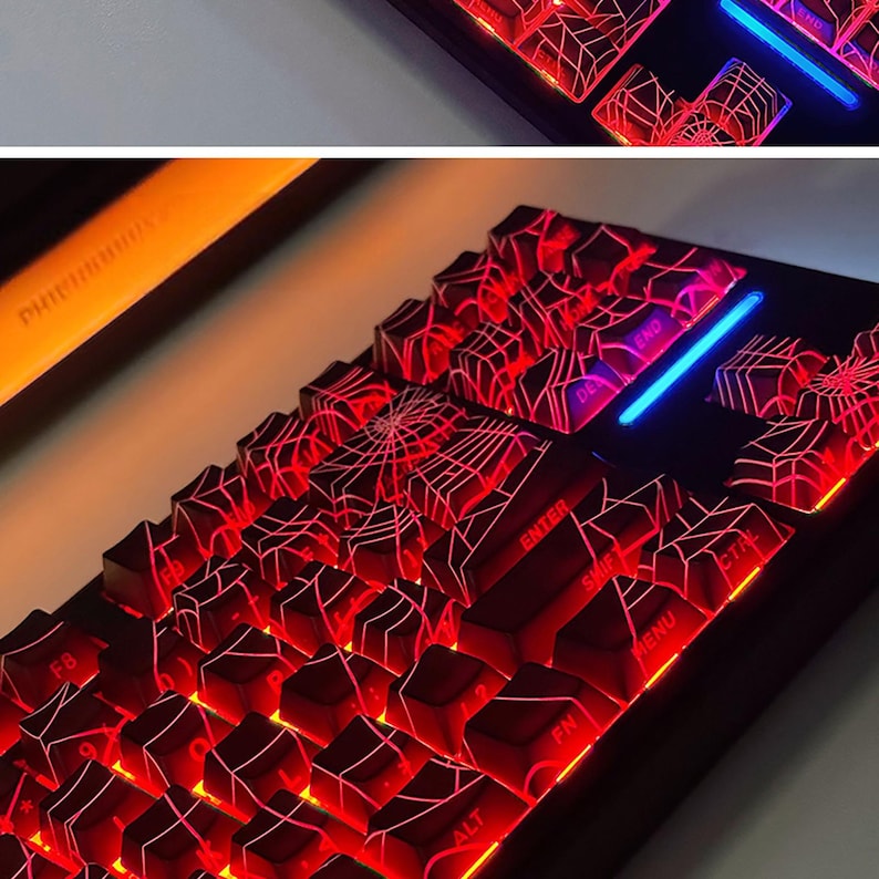 Spider Web Keycap | 130 Keys | Keycap Set | PBT | Keycaps Shine-through ...