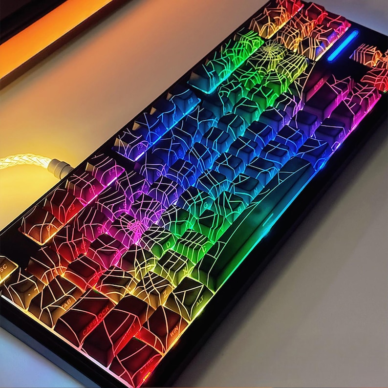 Spider Web Keycap | 130 Keys | Keycap Set | PBT | Keycaps Shine-through ...