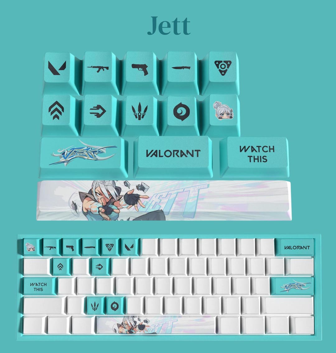 Jett Valorant Keycaps | 14 Keys | Mechanical Keyboard Keycaps ...