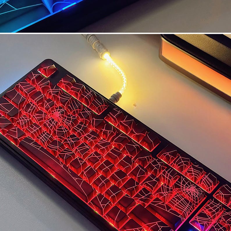 Spider Web Keycap | 130 Keys | Keycap Set | PBT | Keycaps Shine-through ...