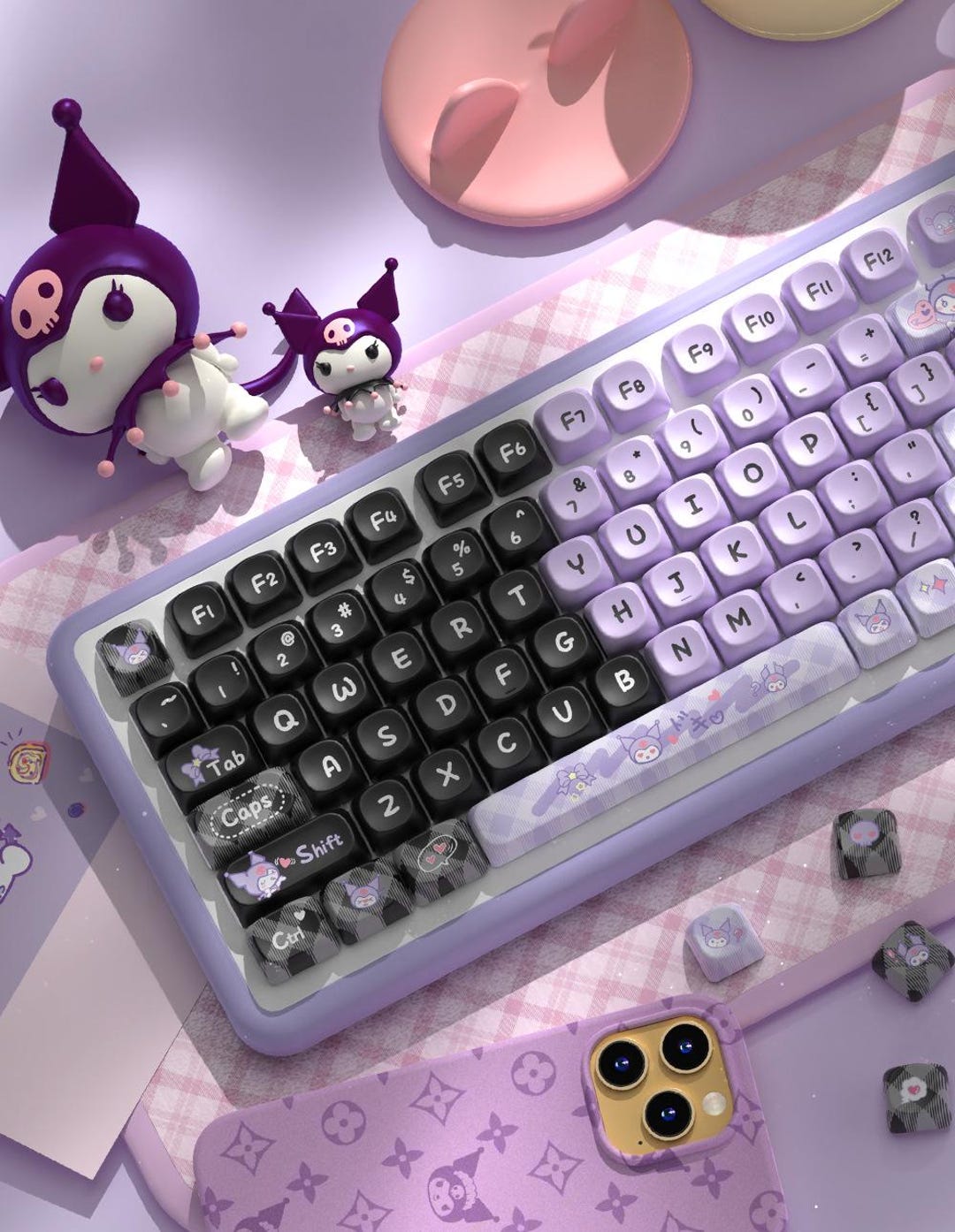 Kuromi Keycaps | 112keys | Hello Kitty Keycaps | Custome Keycaps | Gift ...